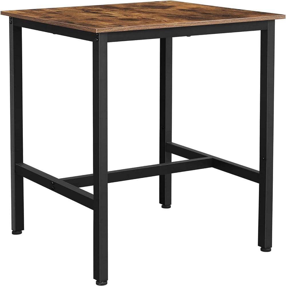 ITOPFOX Modern Rustic Brown Black Square Metal Dining Table ...