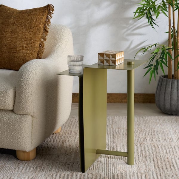 SAFAVIEH Aldwyn 15.8 in. Olive Green Rectangle Metal End Table SFV6803B ...