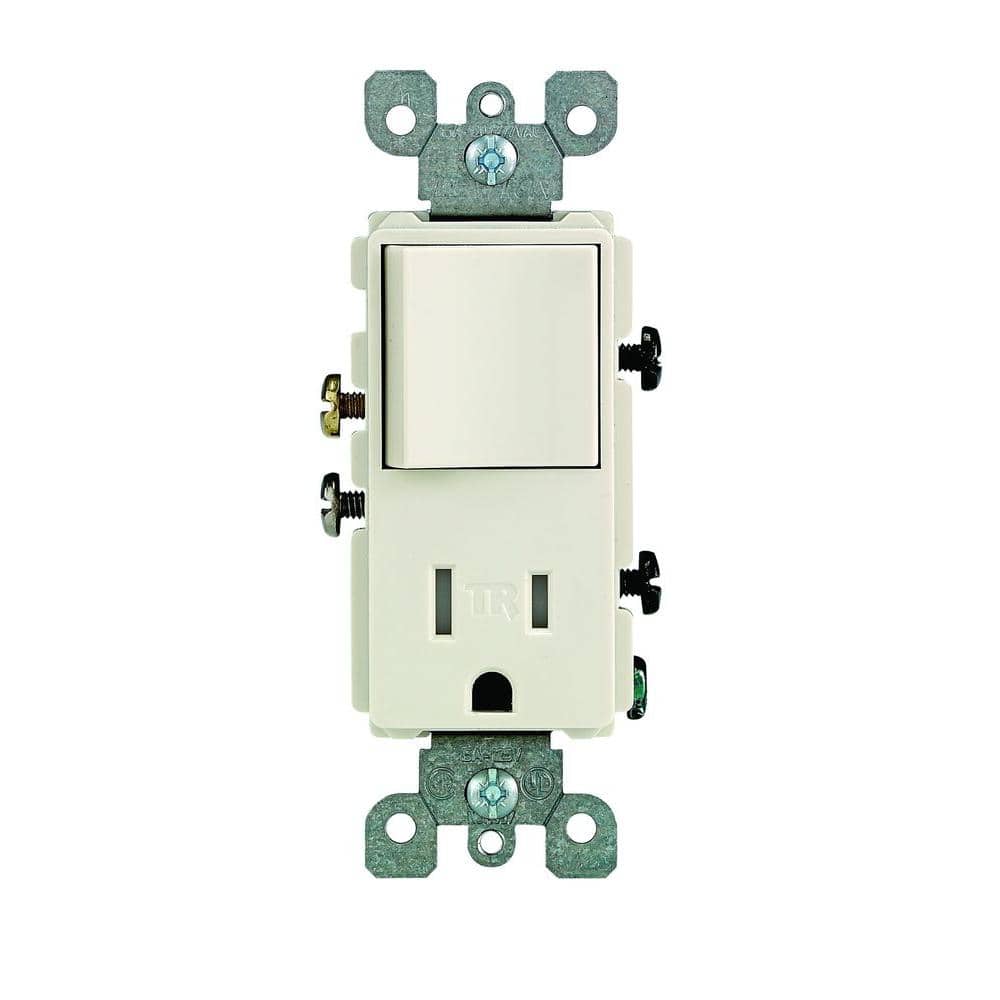 Leviton Decora 15 Amp Tamper-Resistant Combination Switch/Outlet, Light ...