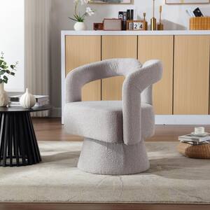 JUJABU Orange Boucle 360° Swivel Accent Chairs, Round Armchairs with ...