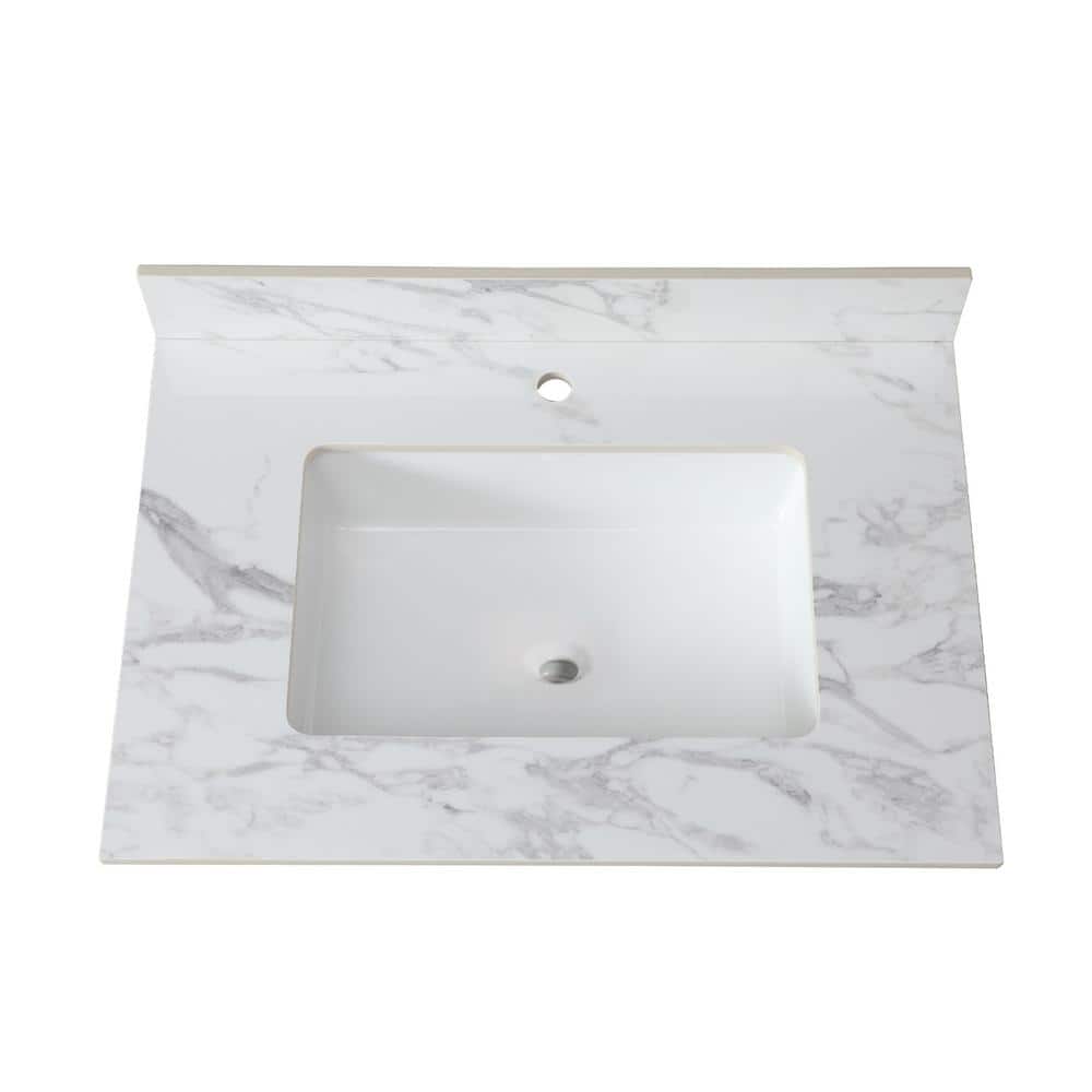 grossag 37 in. W x 22 in. D Engineered Stone Composite White ...