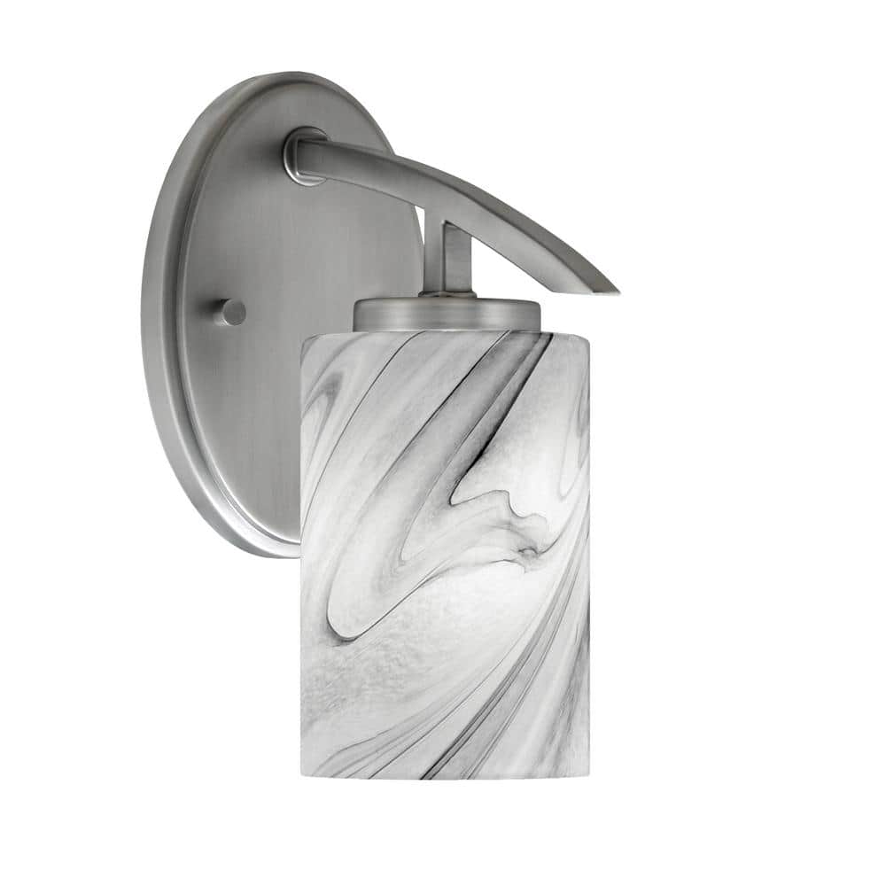 Siena 1-Light Graphite Downlight Wall Sconce with Onyx Swirl Glass ...