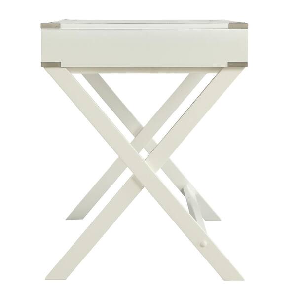 HomeSullivan 42 in. White X Base Wood Accent Campaign Writing Desk 40E581A WH 3A The Home Depot