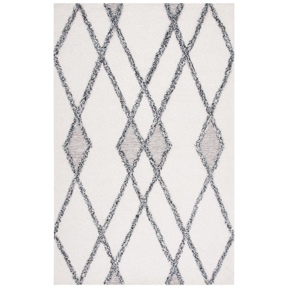 SAFAVIEH Casablanca 8 ft. x 10 ft. Ivory/Black High-Low Diamond Area ...