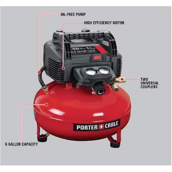Porter-Cable 6 Gal. 150 PSI Portable Electric Air Compressor with 16 ...