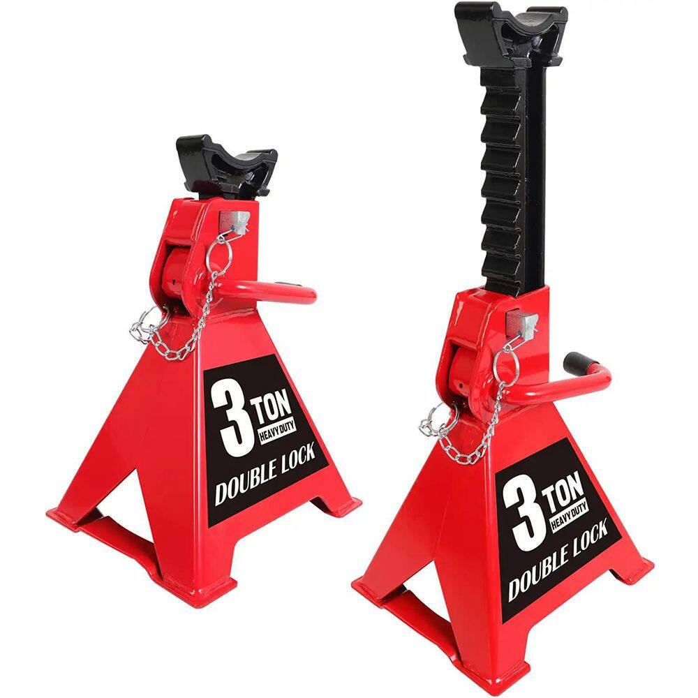 Big Red 3-Ton Reinforced Double-Locking Jack Stands (2-Pack) T43005A ...