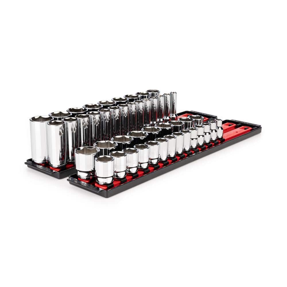 TEKTON 1/2 in. Drive 6-Point Socket Set with Rails (10 mm-32 mm) (46 ...
