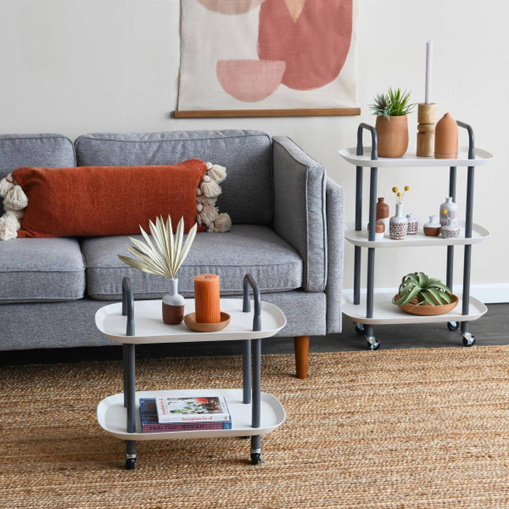 Storied Home Modern White and Dark Grey Plastic and Metal 3-Tier ...