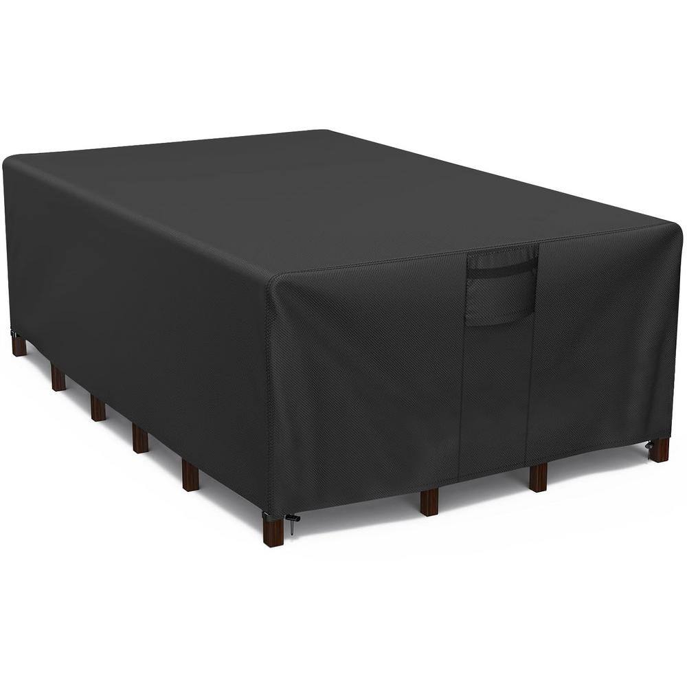 OVCRNIBI Patio Black Furniture Cover, 126 in. W x 63 in. D x 28 in. H ...