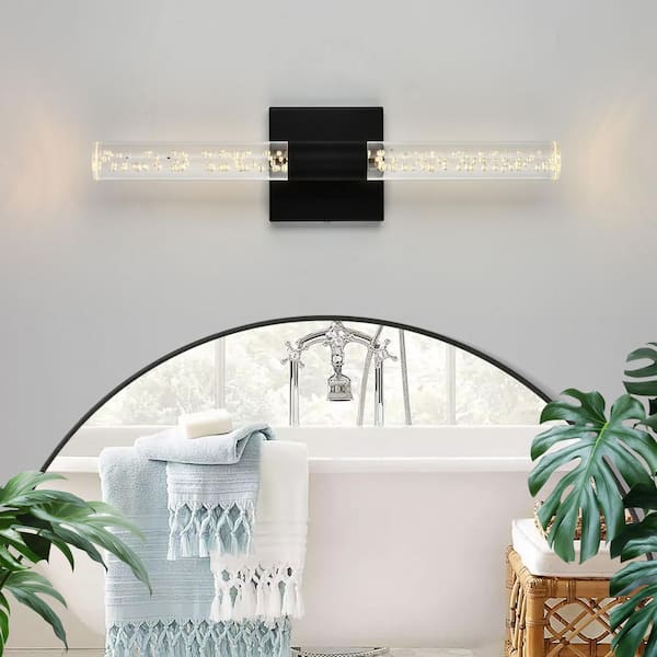 TinHon 4.7 in. Modern Black LED Acrylic Wall Sconce Light, Vertical Up ...