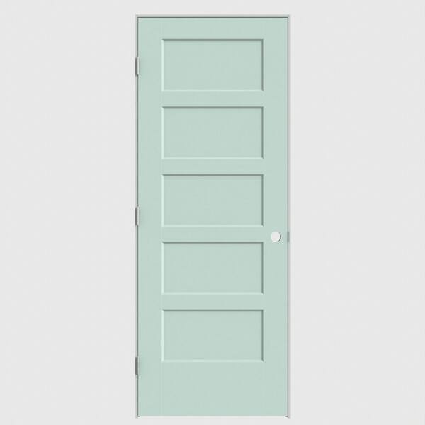 Masonite 30 in. x 80 in. 5-Panel Bayshore Right-Hand Hollow Sea Glass ...