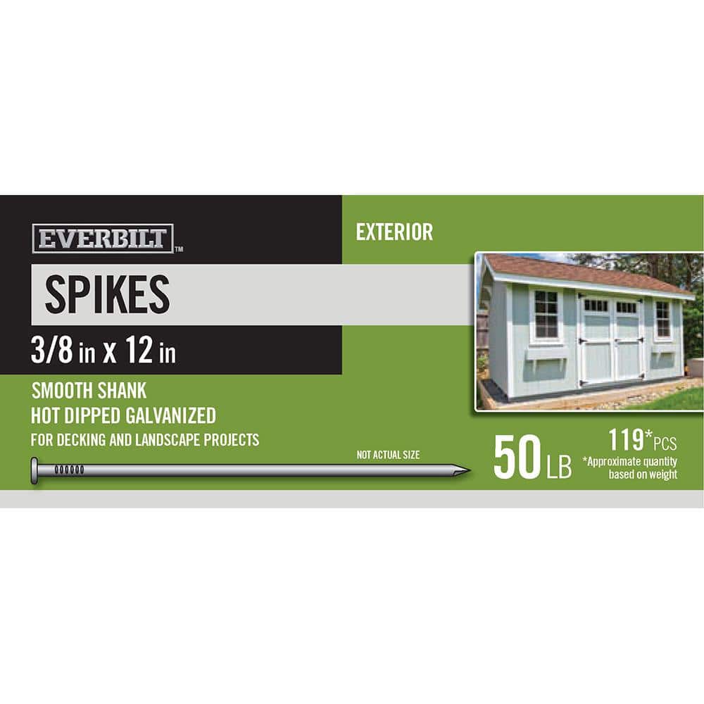 Everbilt 3/8 in. x 12 in. Spikes Hot Dipped Galvanized Each 816296 ...