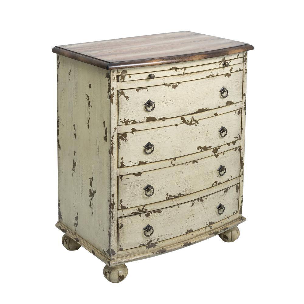 HMIDEA Distressed White 26 in. W x 31.5 in. H 4-Drawer Chest of Drawers ...