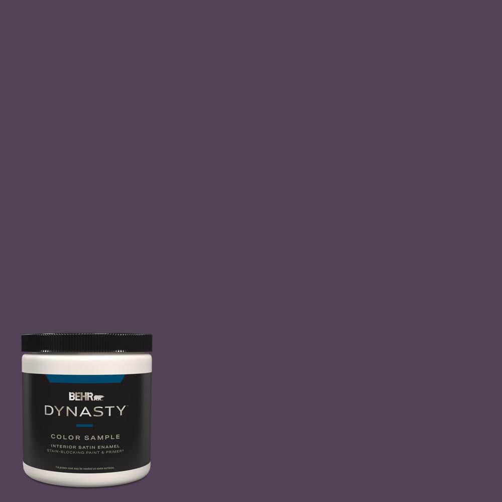 BEHR DYNASTY 8 oz. #S-H-680 Purple Bloom Satin Enamel Stain-Blocking ...