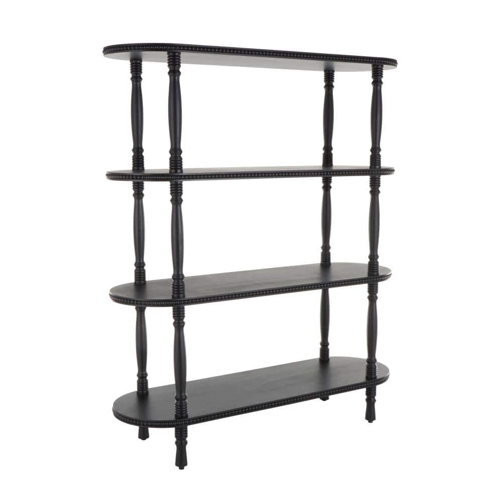 Litton Lane 57 in. Tall Wooden Stationary Black Oval Shelving Unit ...