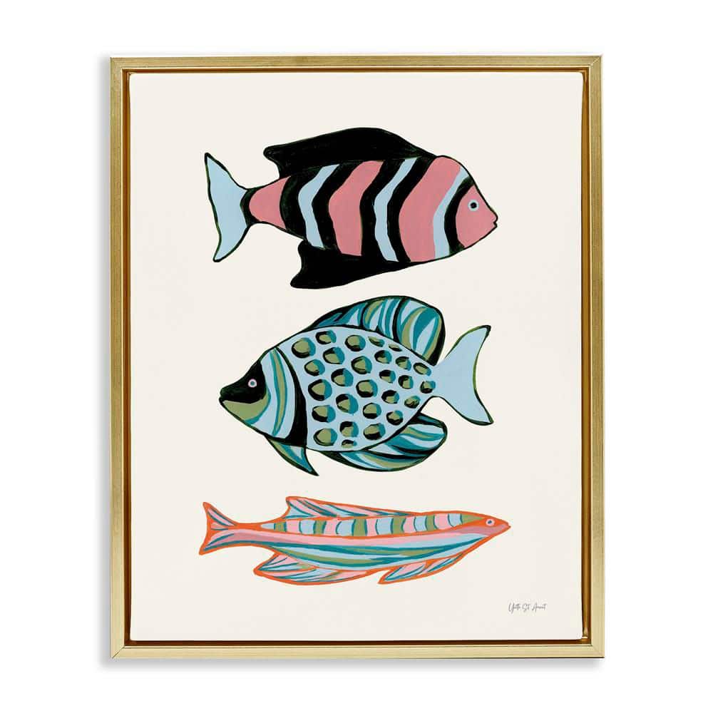 Stupell Industries Tropical Fish Trio by Yvette St. Amant Gold Floater ...