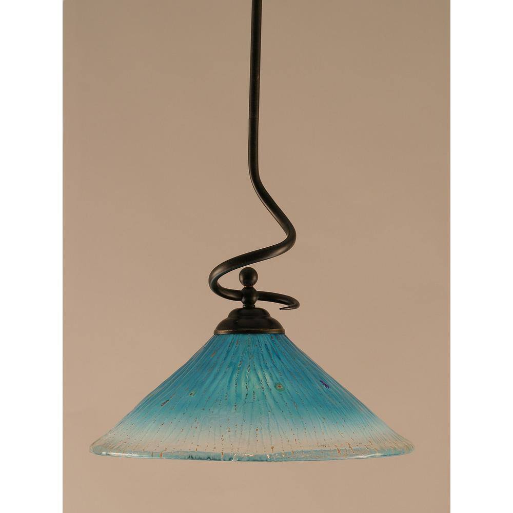 Royale 100-Watt 1-Light Dark Granite Shaded Pendant Light with 16 in ...