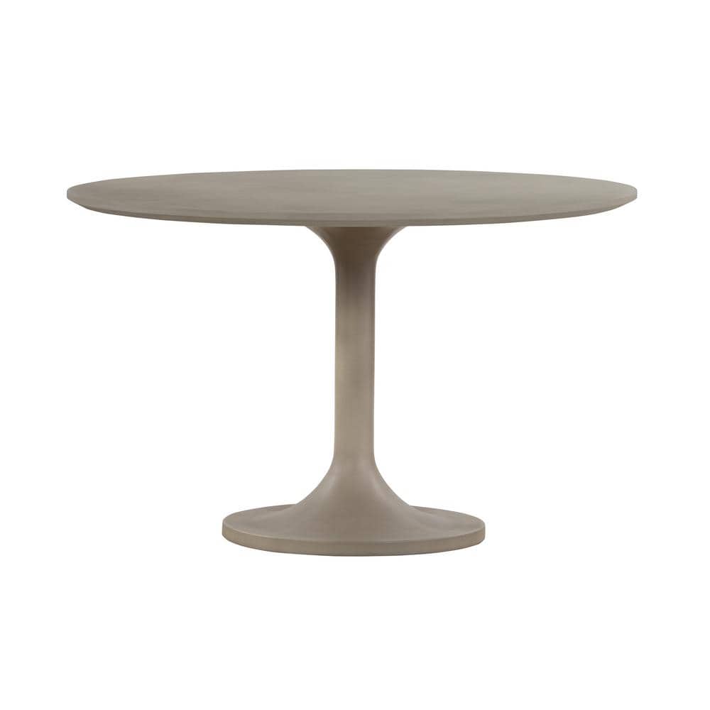 Armen Living Pippa 47 in. Round Gray Concrete and Metal Tulip Round ...