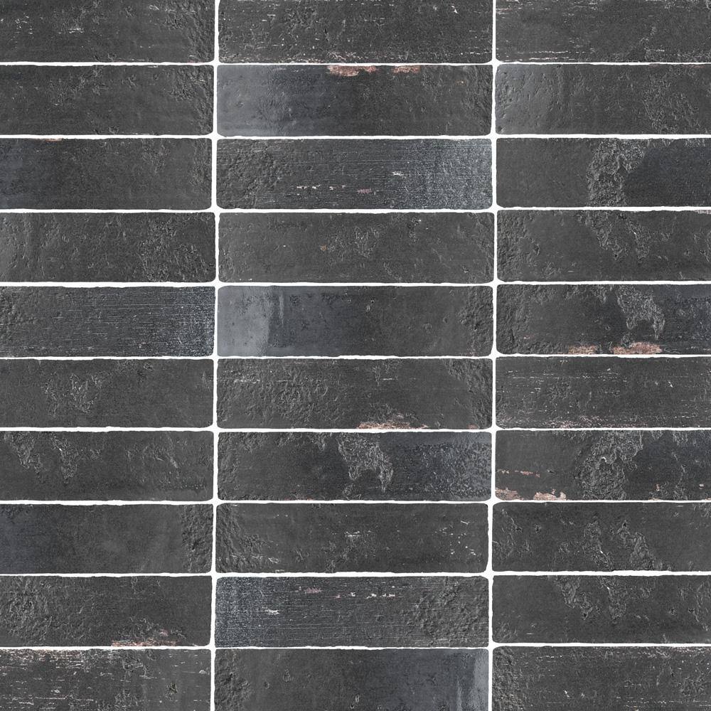 Merola Tile Sequoia Nero 2-1/2 in. x 9-7/8 in. Ceramic Wall Tile (5.76 ...