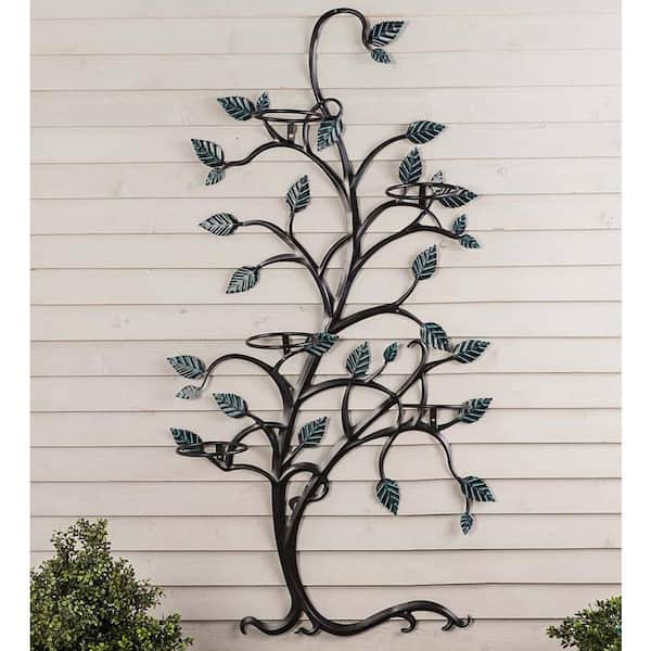 Evergreen Hanging Tree 71 in. Metal Trellis with Pot Holders 54144 ...