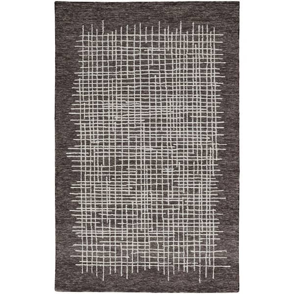 HomeRoots 4 ft. x 6 ft. Gray and Ivory Plaid Area Rug 2000514323 - The ...