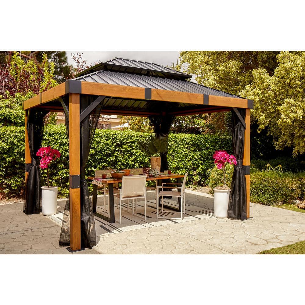 Sojag FONTANA #40/Wood 10 ft. x 12 ft. ST RF MESH SS Gazebo 500-9168303 ...
