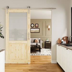 ARK DESIGN 72 in. x 80 in. 1/2-Lite Frosted Glass Unfinished Glass MDF ...