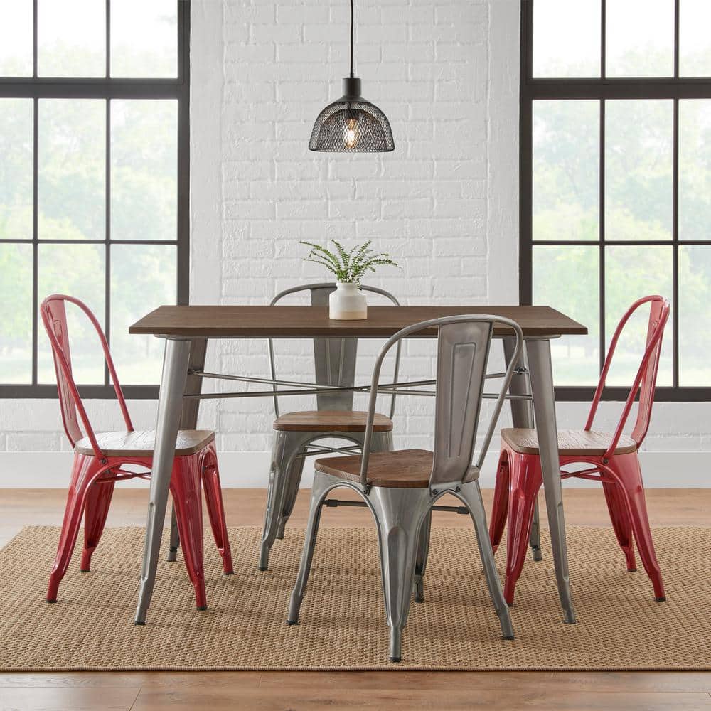 StyleWell Finwick Gunmetal Gray Metal Rectangular Dining Table for 6 ...