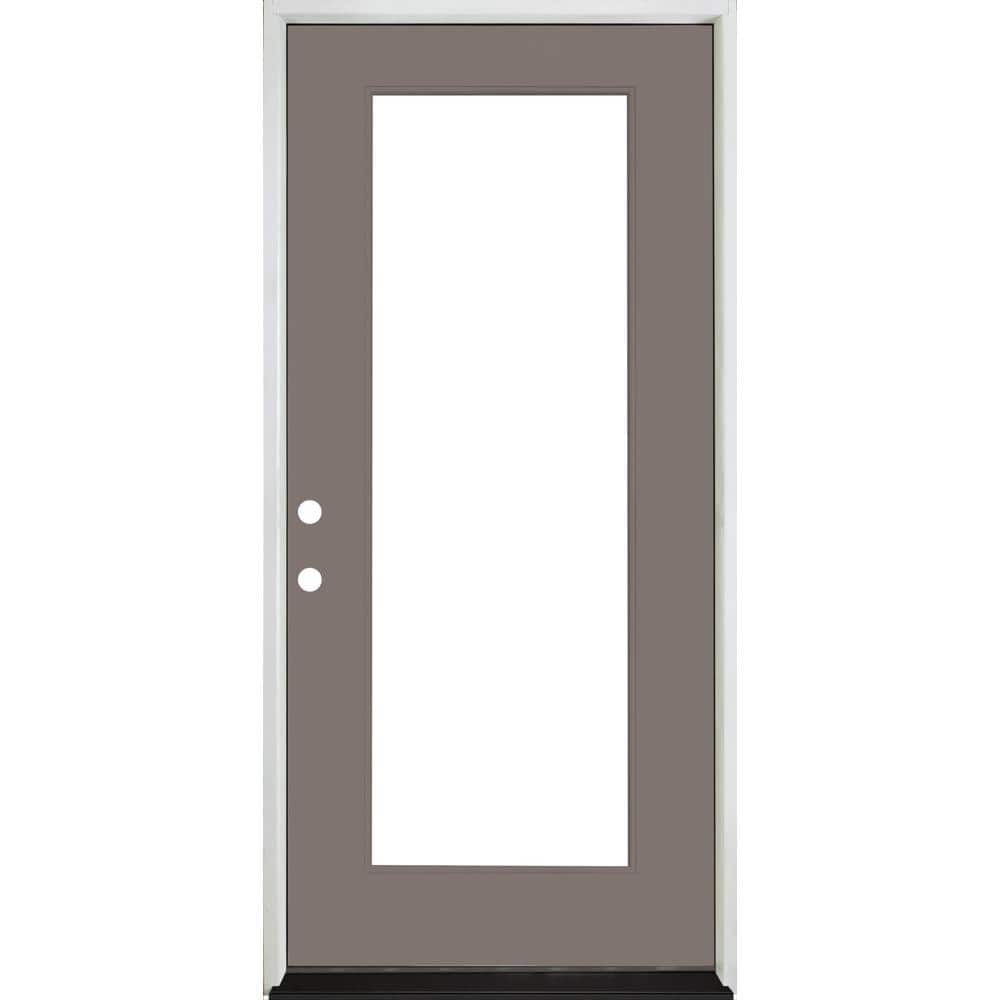 Steves & Sons Legacy 30 in. x 80 in. Full-Lite Clear Glass RHIS Primed ...