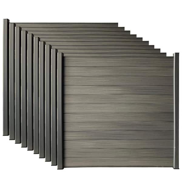 LH EP Complete Kit 6 ft. x 6 ft. Mocha WPC Composite Fence Panel w ...