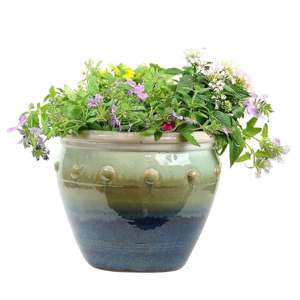 Paddock Home & Garden 14.5 in. Hobnail Large Blue Stone Planter 521422 ...