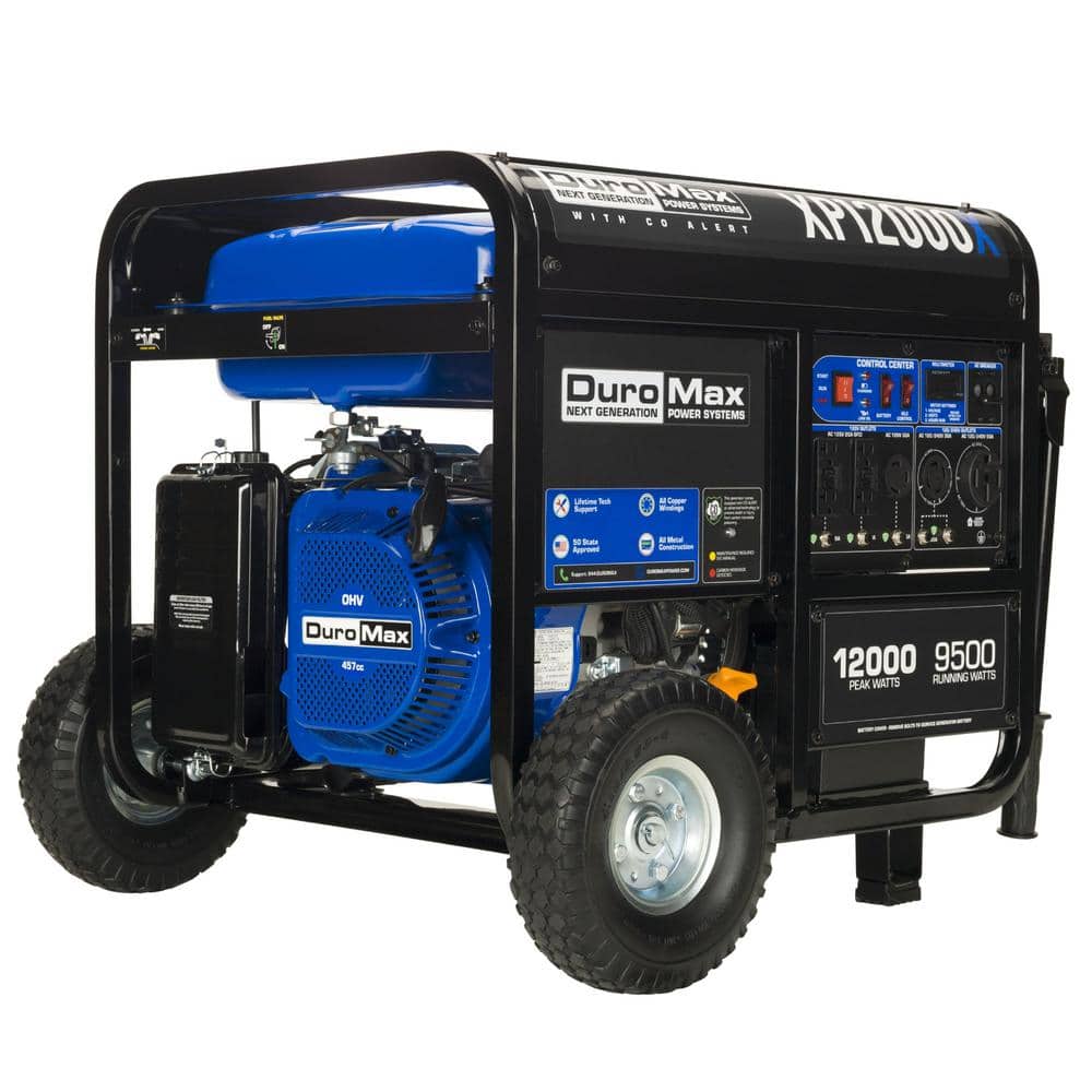 DUROMAX 12,000-Watt/9,500-Watt 457 cc Electric Start Gas Portable Home ...
