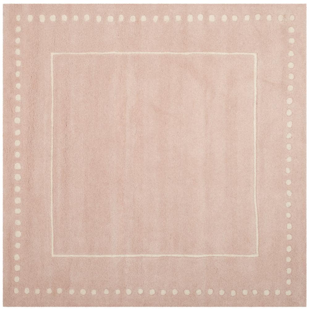 SAFAVIEH Bella Light Pink/Ivory 7 ft. x 7 ft. Dotted Border Square Area ...