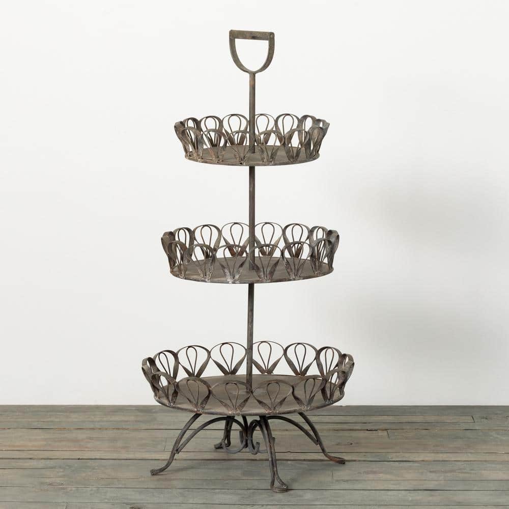 SULLIVANS 39.25 in. 3-Tiered Gray Metal Tray Stand MET2011 - The Home Depot