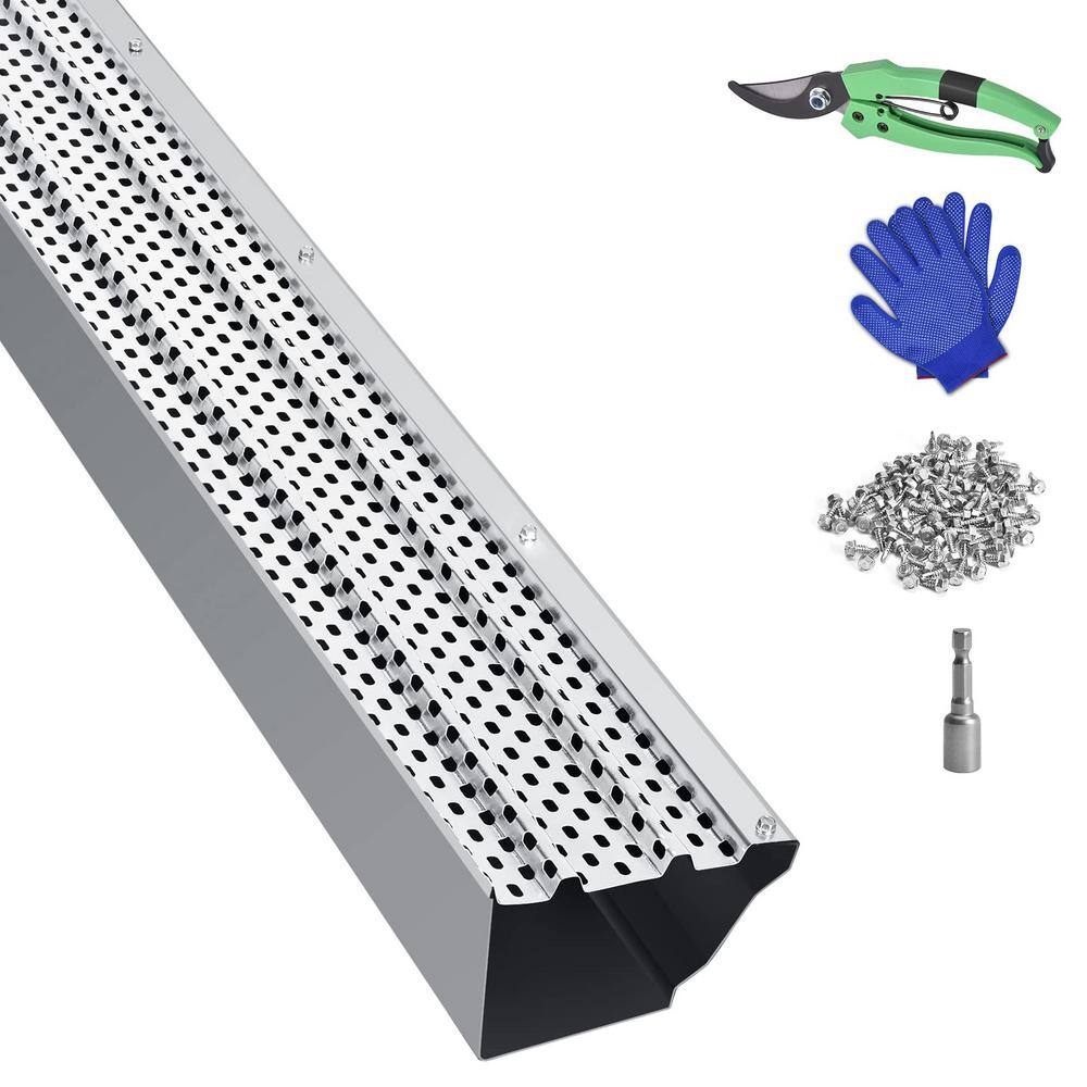 5 in. x 40 in. 16-Piece Gutter Guards, Easy DIY Leaf Guard Gutter Cover ...