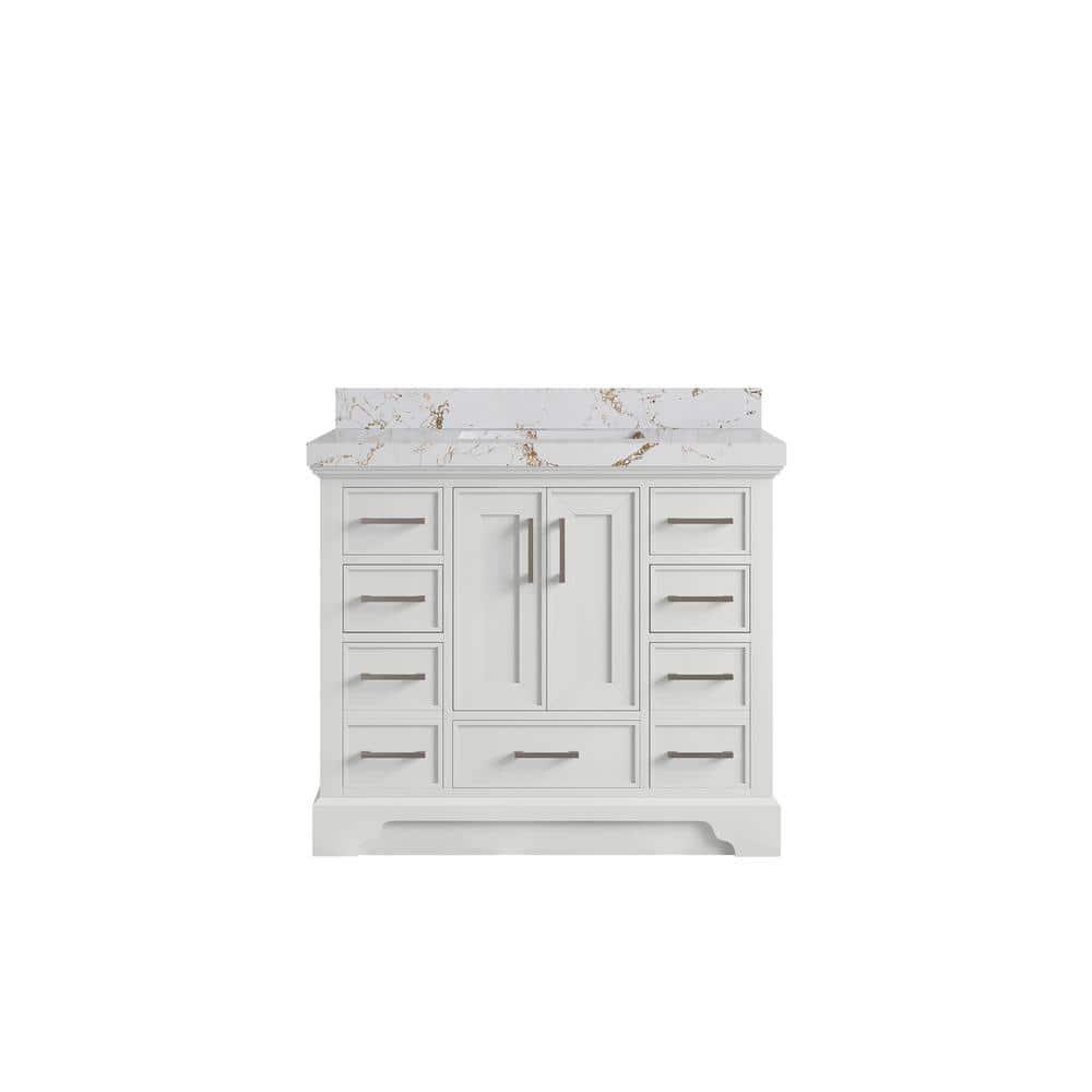 Willow Collections Charlotte 42 in. Single Sink Freestanding White Bath ...
