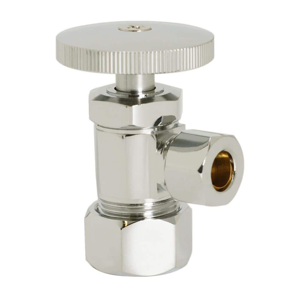 Westbrass Round Handle Angle Stop Shut Off Valve, 1/2 in. Copper Pipe ...