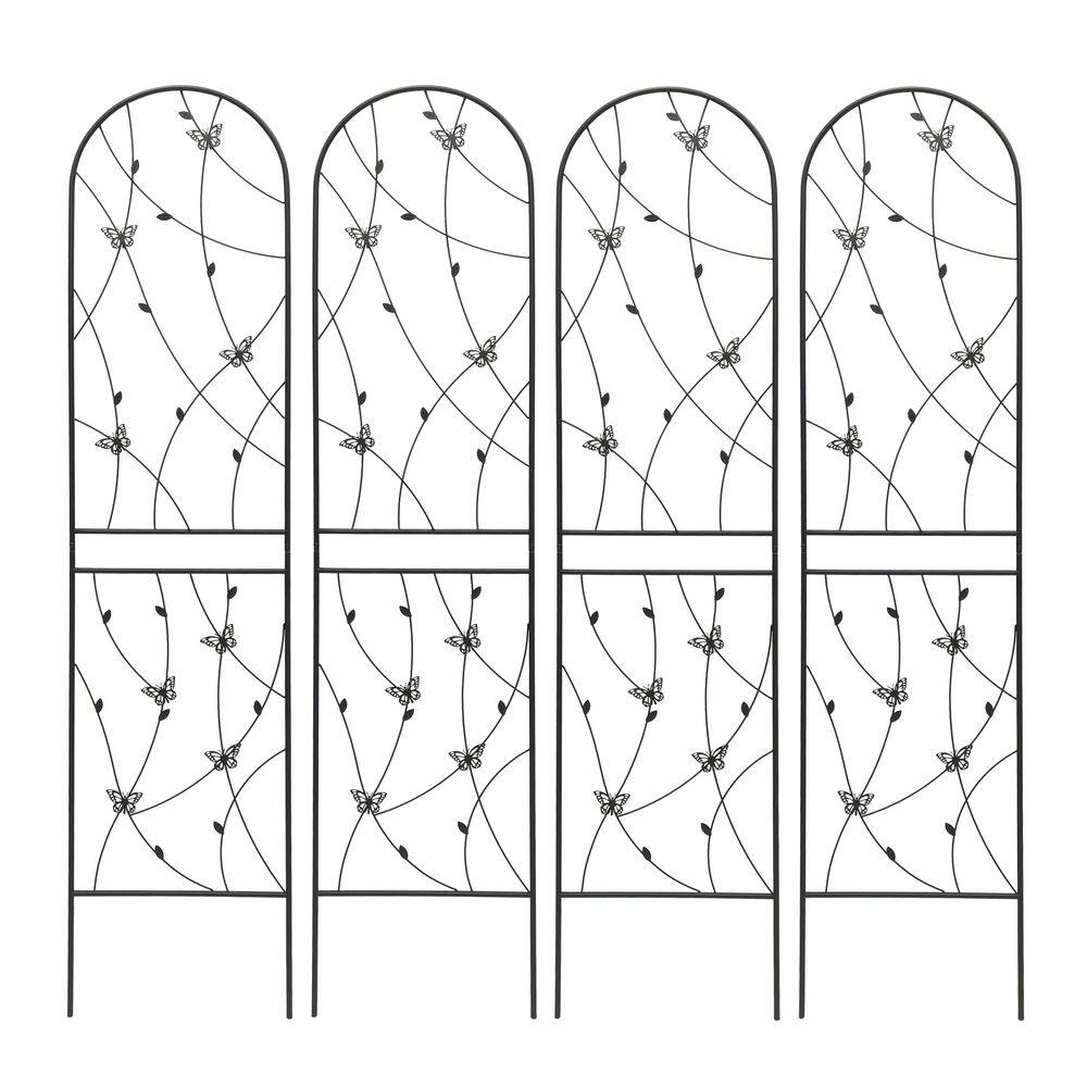 Jushua 4 Pack 86.7 in. x 19.7 in. Metal Garden Trellis Rustproof Trellis for Climbing Plants ...