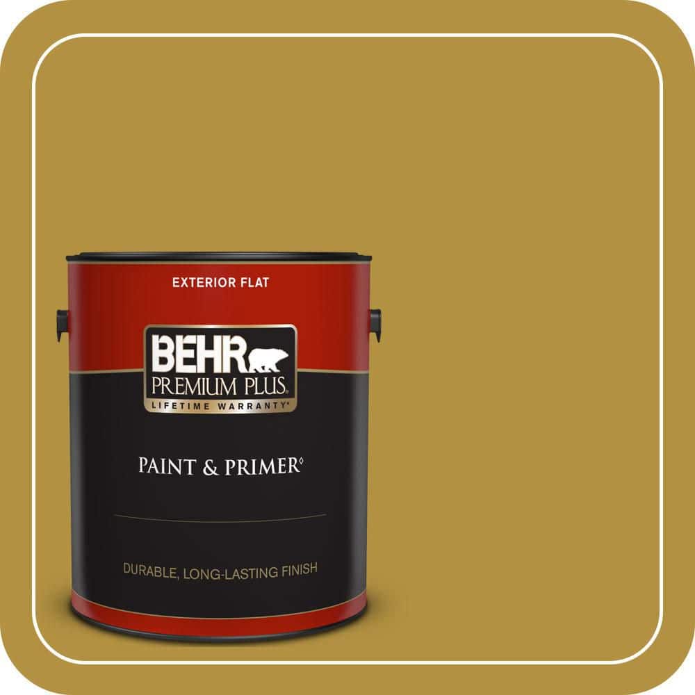 BEHR PREMIUM PLUS 1 gal. #370D-7 Venetian Gold Flat Exterior Paint ...