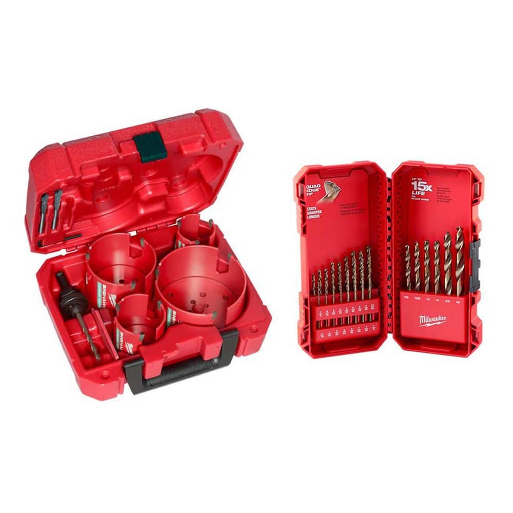 Reviews for Milwaukee BIG HAWG Carbide Hole Saw Kit (8-Piece) & Cobalt Twist Drill Bit Set (23 ...