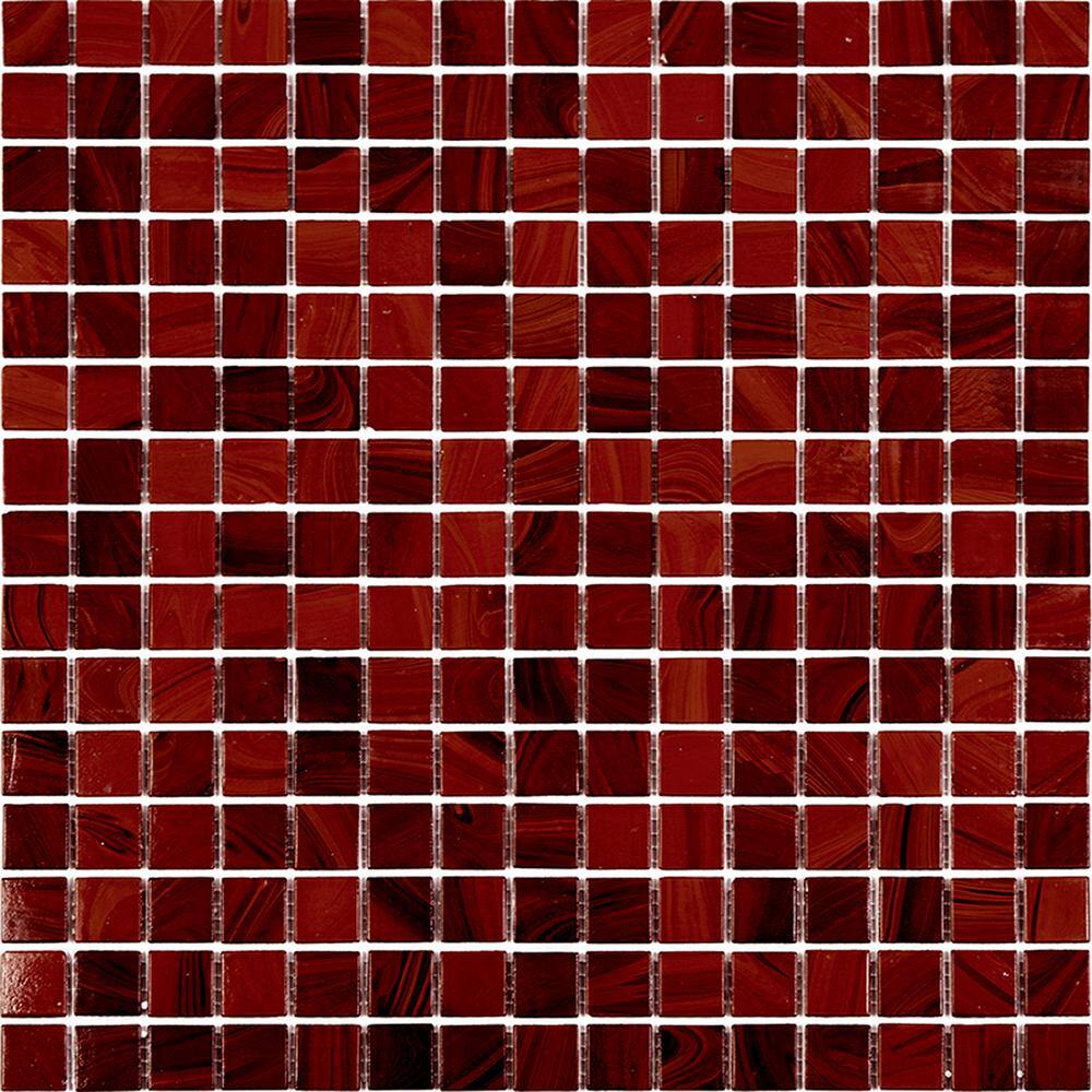 Apollo Tile Dune Glossy Ruby Red 12 in. x 12 in. Glass Mosaic Wall and ...