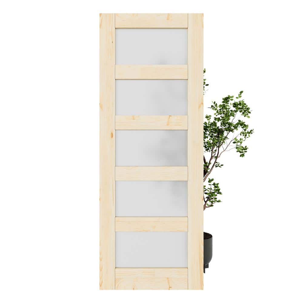 ARK DESIGN 32 in. x 80 in. Unfinished Solid Core Pine Wood 5-Lite ...