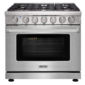 Duro 36 in. 6-Burner Gas Range in Stainless Steel with Convection Oven ...