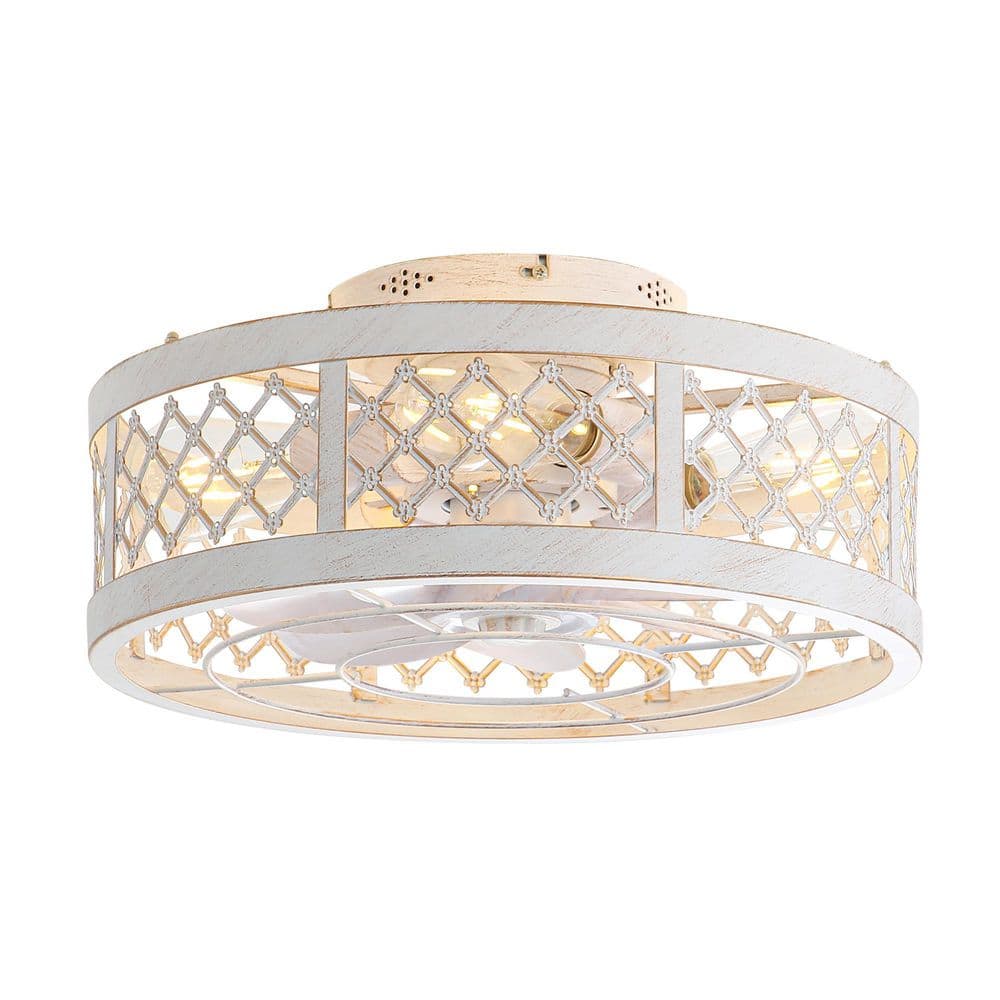 Breezary Webb 16.5 in. Indoor White/Gold Small Ceiling Fan with Light ...