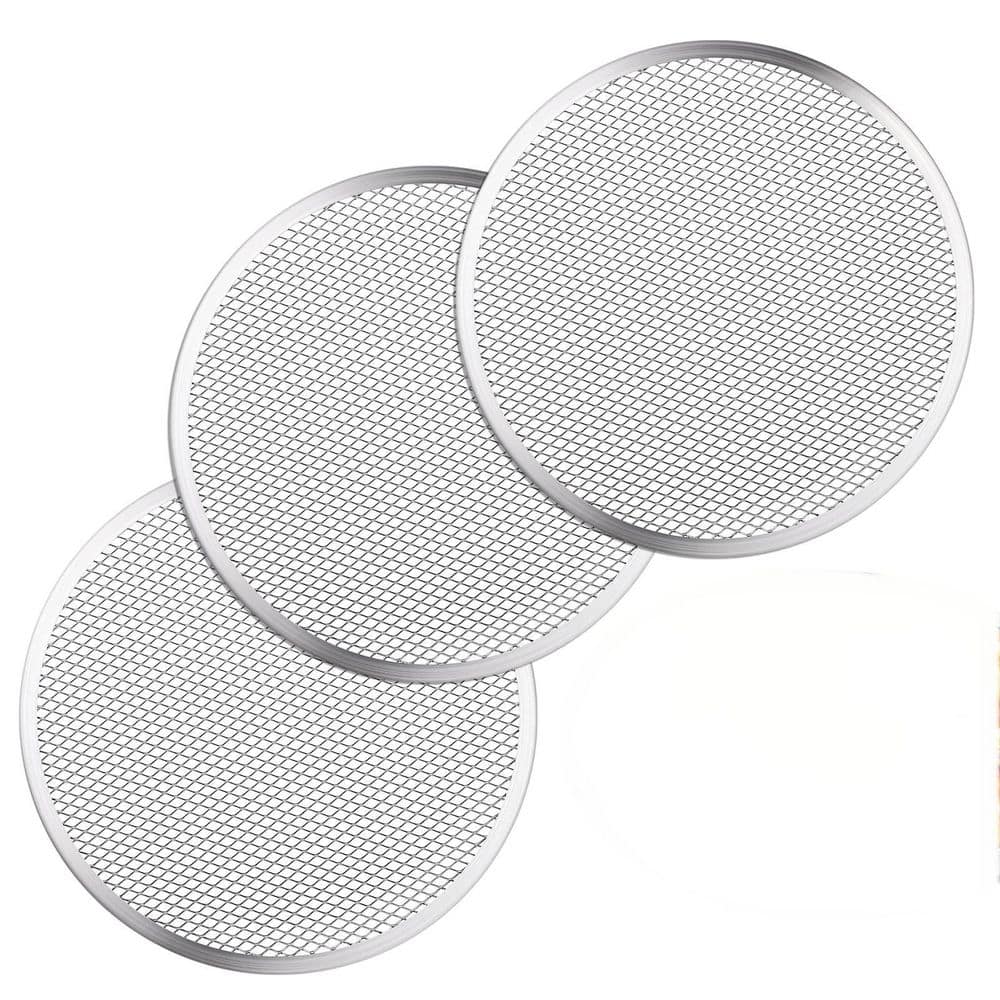 Wudkey 3-Piece 12 in. Aluminum Pizza Screen for Oven, Nonstick Pizza ...