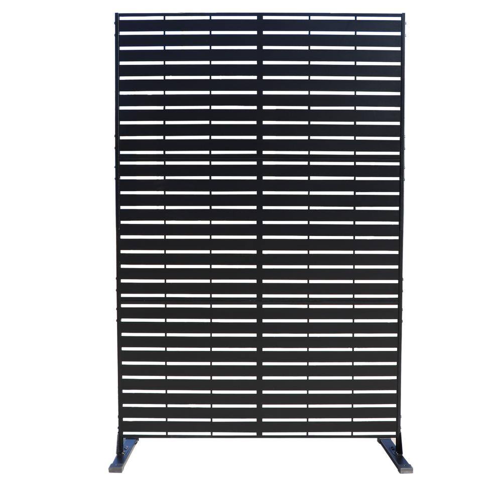 KOZYARD 74 in. H x 47 in. W Black Metal Privacy Screen Decorative ...