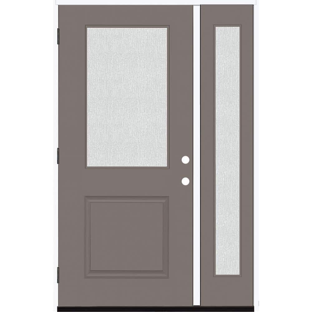 Steves & Sons Legacy 51 in. W x 80 in. 1/2 Lite Rain Glass RHOS Primed ...