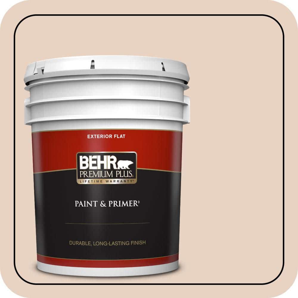 BEHR PREMIUM PLUS 5 gal. #S200-1 Conch Shell Flat Exterior Paint ...