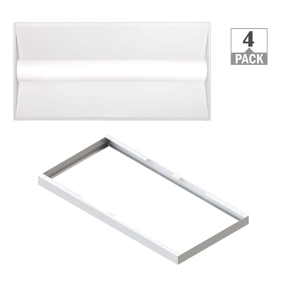 ETI LIGHTING 2 ft. x 4 ft. Center Basket LED Troffer Light with Surface ...