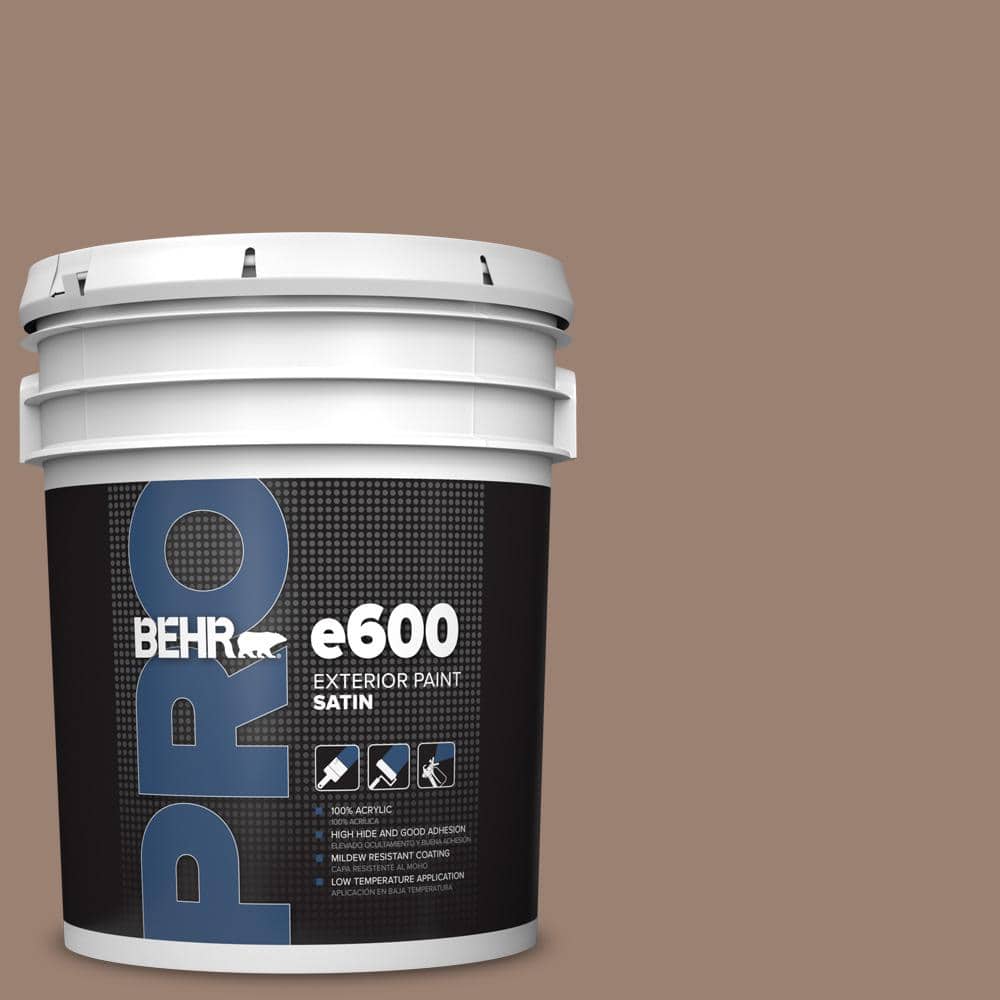 BEHR PRO 5 gal. #N190-5 Frontier Brown Satin Exterior Paint PR64305 ...